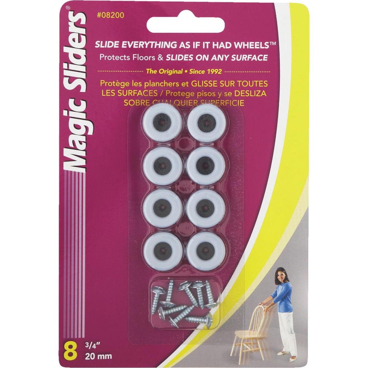 Magic Sliders 3/4 In. Round Screw on Furniture Glide,(8-Pack) - Long ...